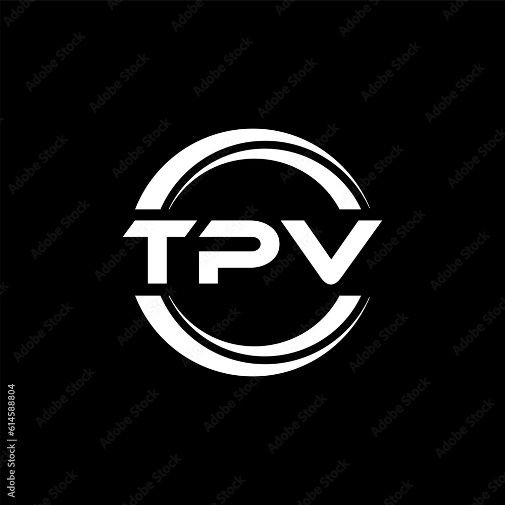 TPV letter logo design with black background in illustrator, vector ...
