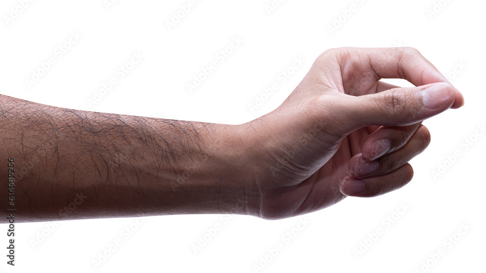 Male hand hold virtual business card, credit card or blank paper ...