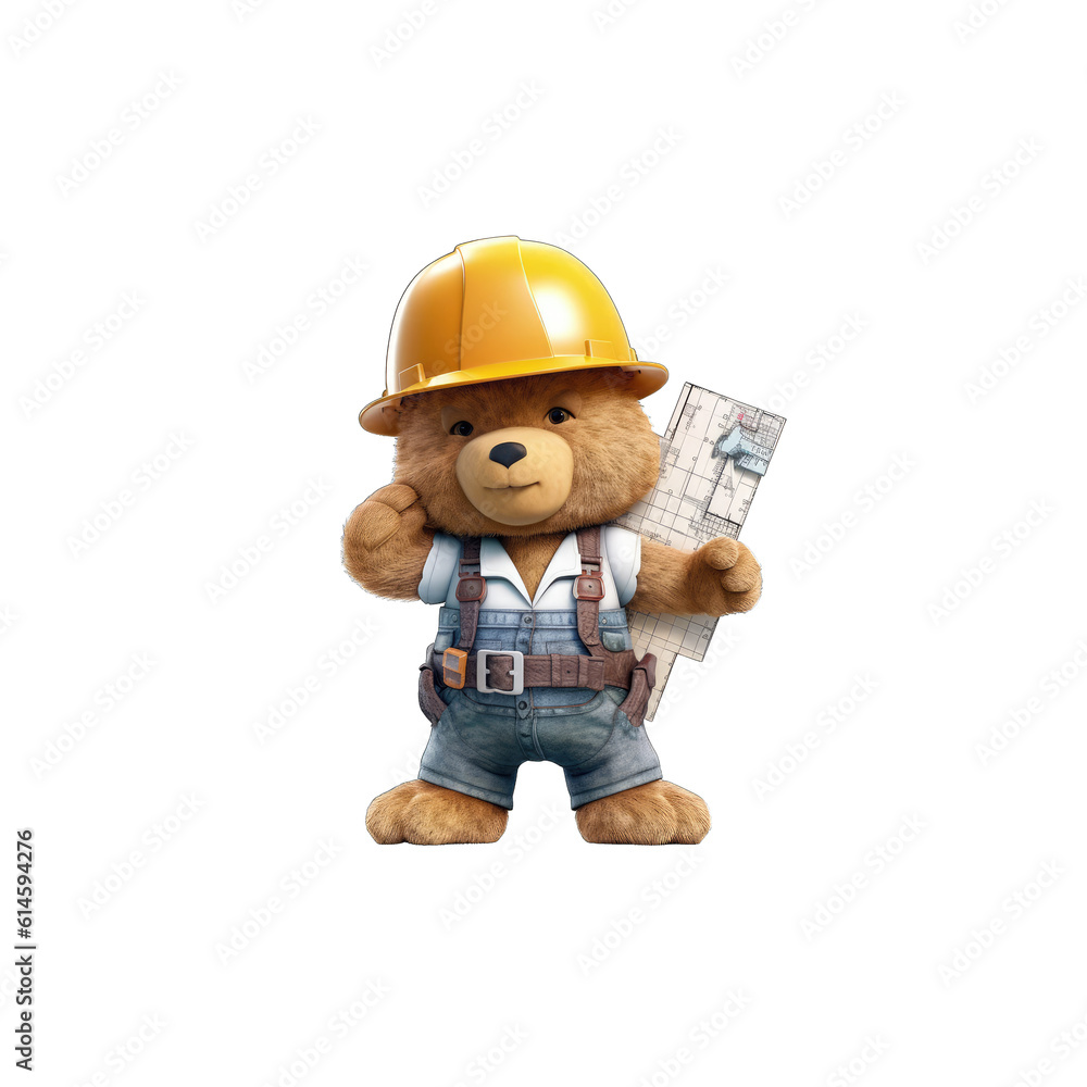 Builder Bear is a strong bear wearing a hard hat. Stock Illustration ...