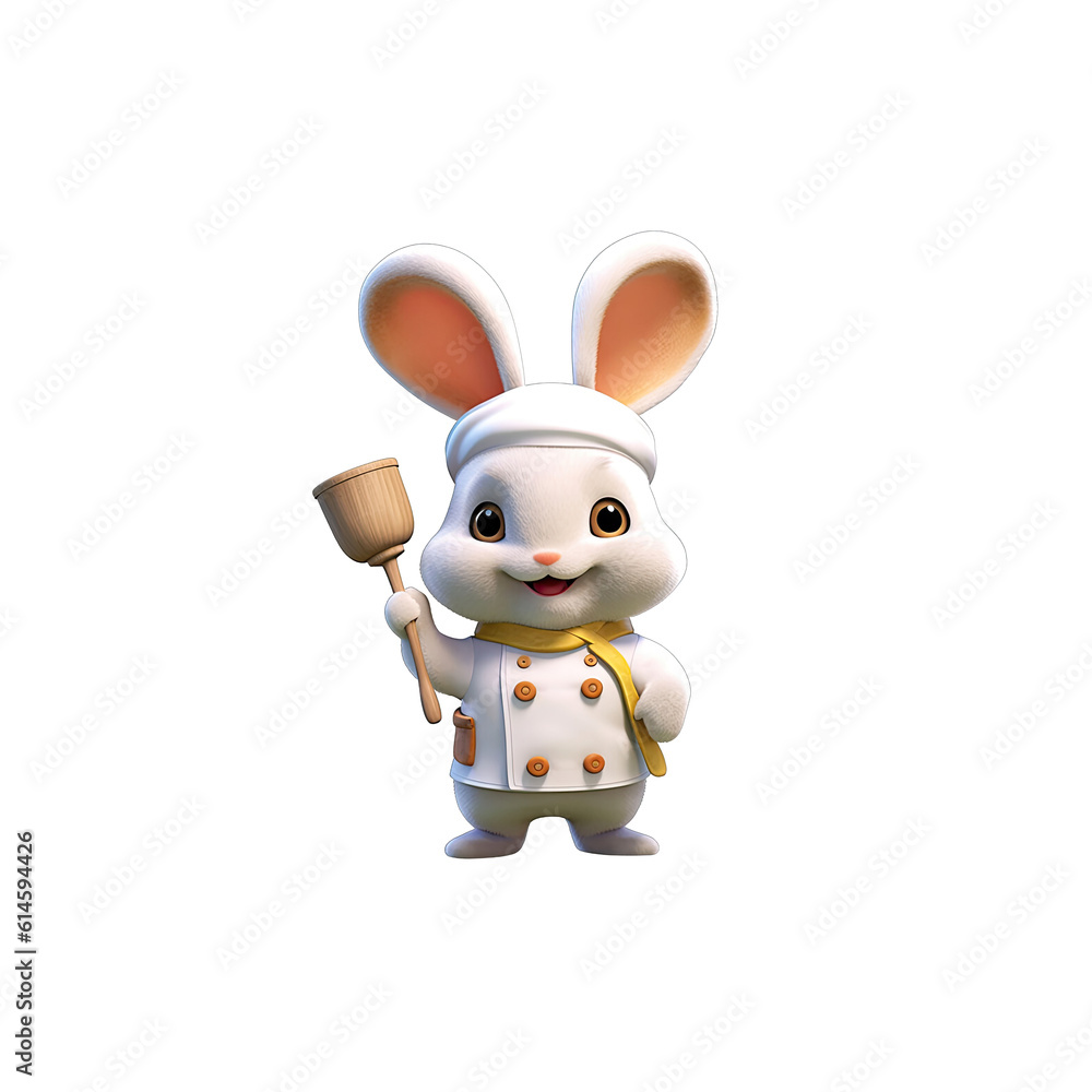 Chef Bunny is an adorable bunny wearing a chef's hat and apron ...