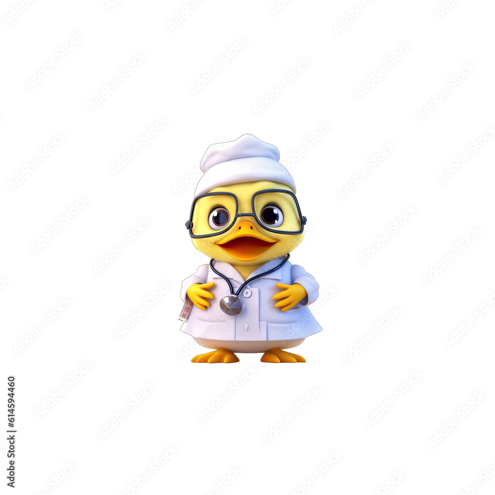 Doctor Duck is a cute yellow duck wearing a white lab coat. Stock ...