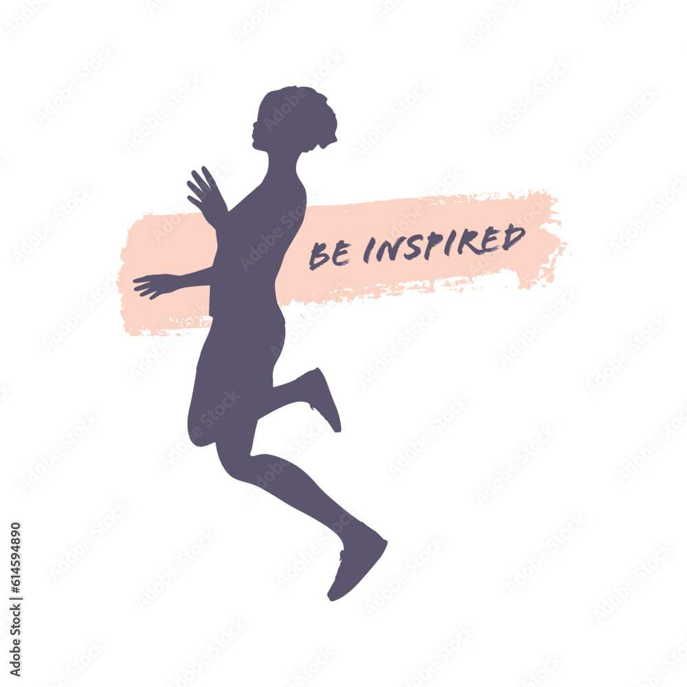 Jumping beautiful woman. Sport girl illustration. Young woman ...