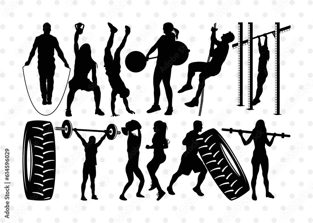 Cross Fit Silhouette, Cross Fit SVG, Fitness Svg, Gym Svg, Crossfit Svg ...