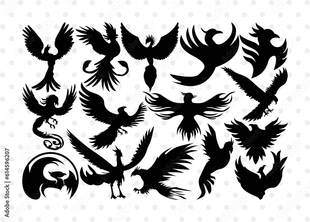 Phoenix Silhouette, Phoenix SVG, Phoenix Bird Svg, Firebird Svg, Tribal ...