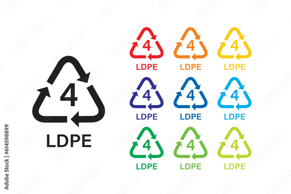 Plastic recycling symbol LDPE 4 vector icon. Plastic recycling code ...