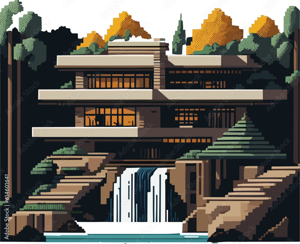 Frank Lloyd Wrights Fallingwater Stock Vector | Adobe Stock