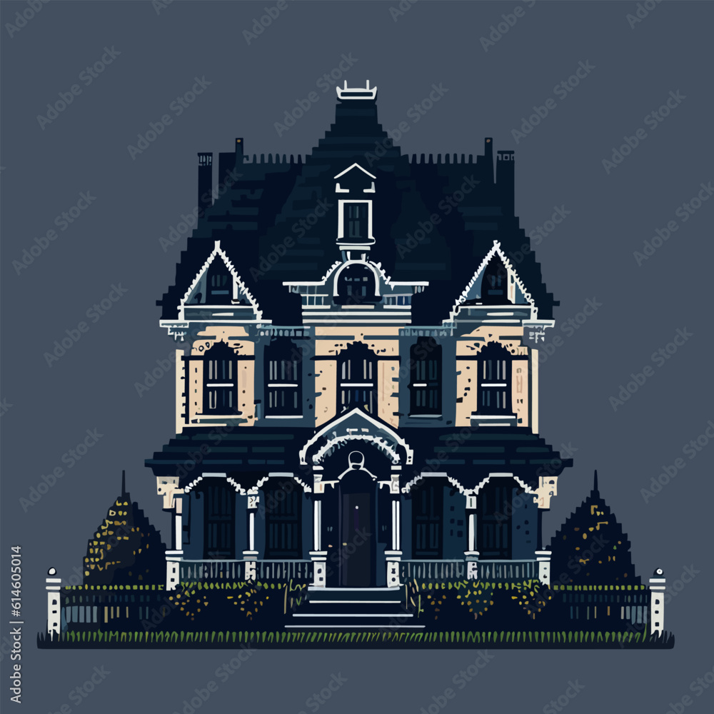 Victorian house pixel art style Stock Vector | Adobe Stock