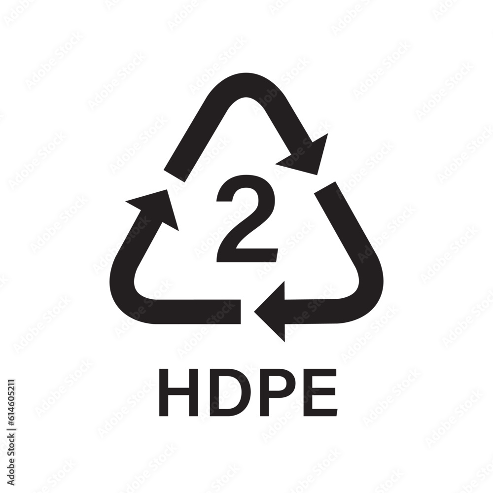 Plastic recycling symbol HDPE 2 vector icon. Plastic recycling code ...