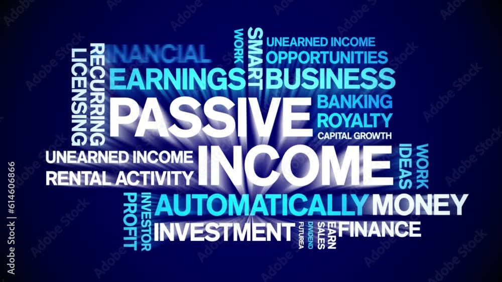 Passive income animated tag word cloud;text design animation kinetic ...