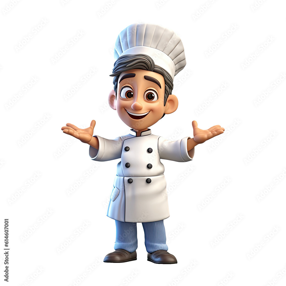 Cute cartoon chef character on transparent background. Generative AI ...