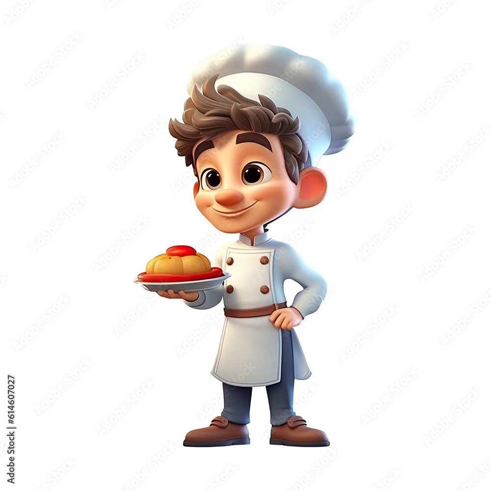 Cute cartoon chef character on transparent background. Generative AI ...