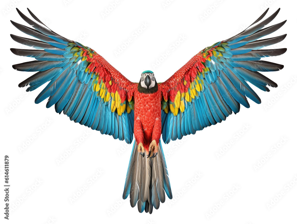 Macaw Parrot Spreading Wings Isolated on Transparent Background ...