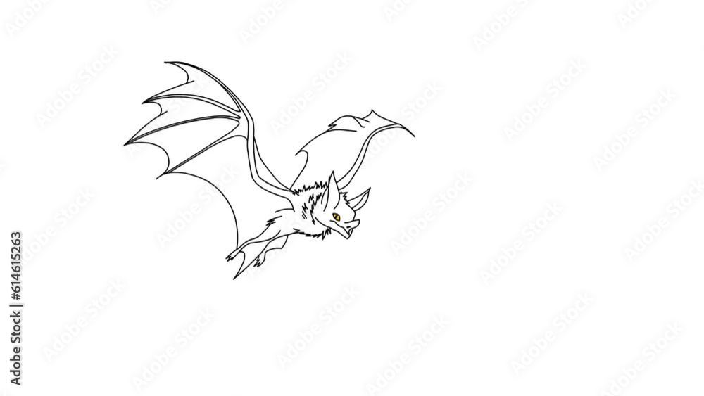2d Hand Drawn Animation. Bat Is Flying, Cartoon Character Isolated On ...