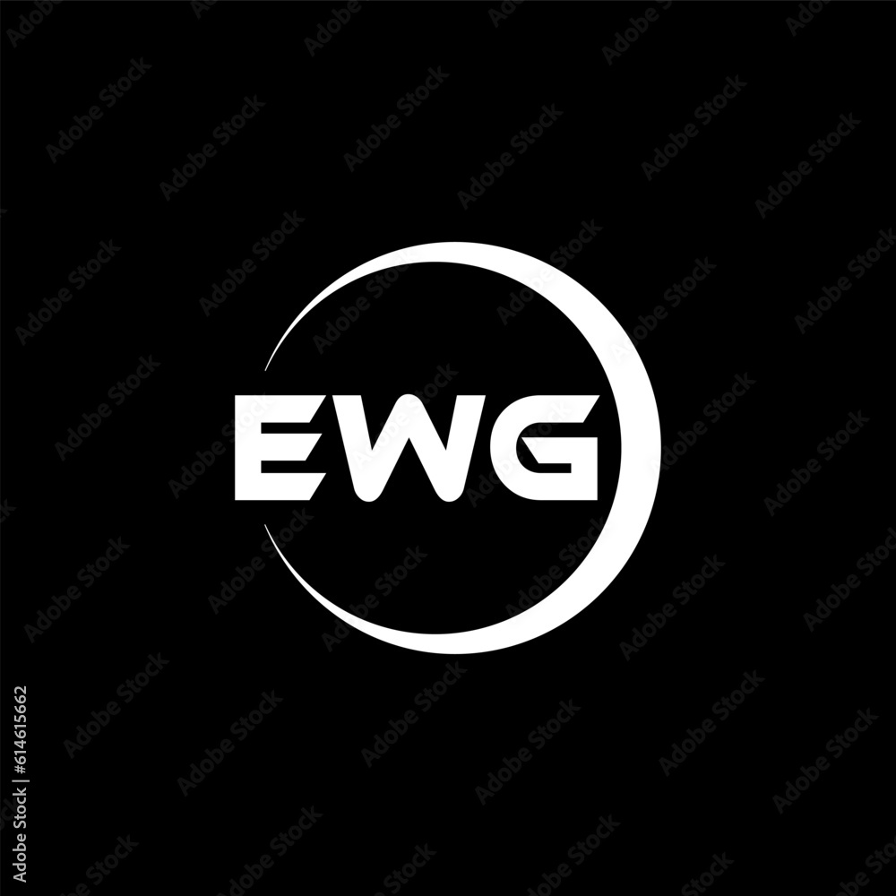 EWG letter logo design with black background in illustrator, cube logo ...