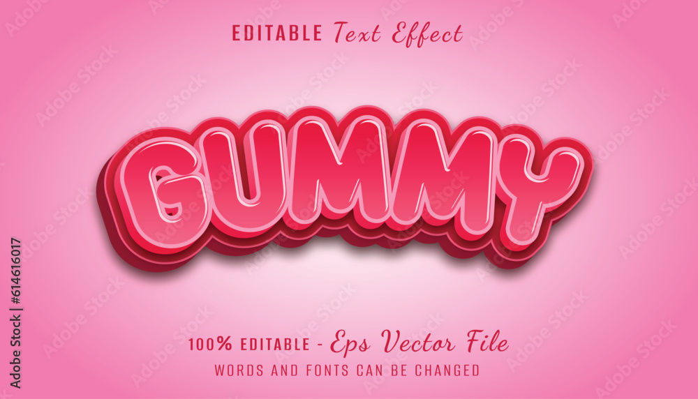 gummy 3d text effect design Stock Vector | Adobe Stock