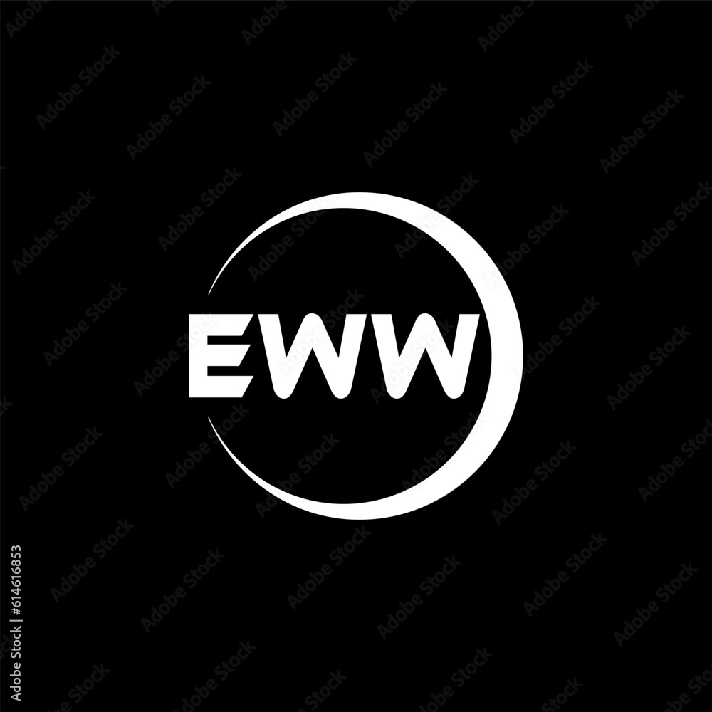 EWW letter logo design with black background in illustrator, cube logo ...
