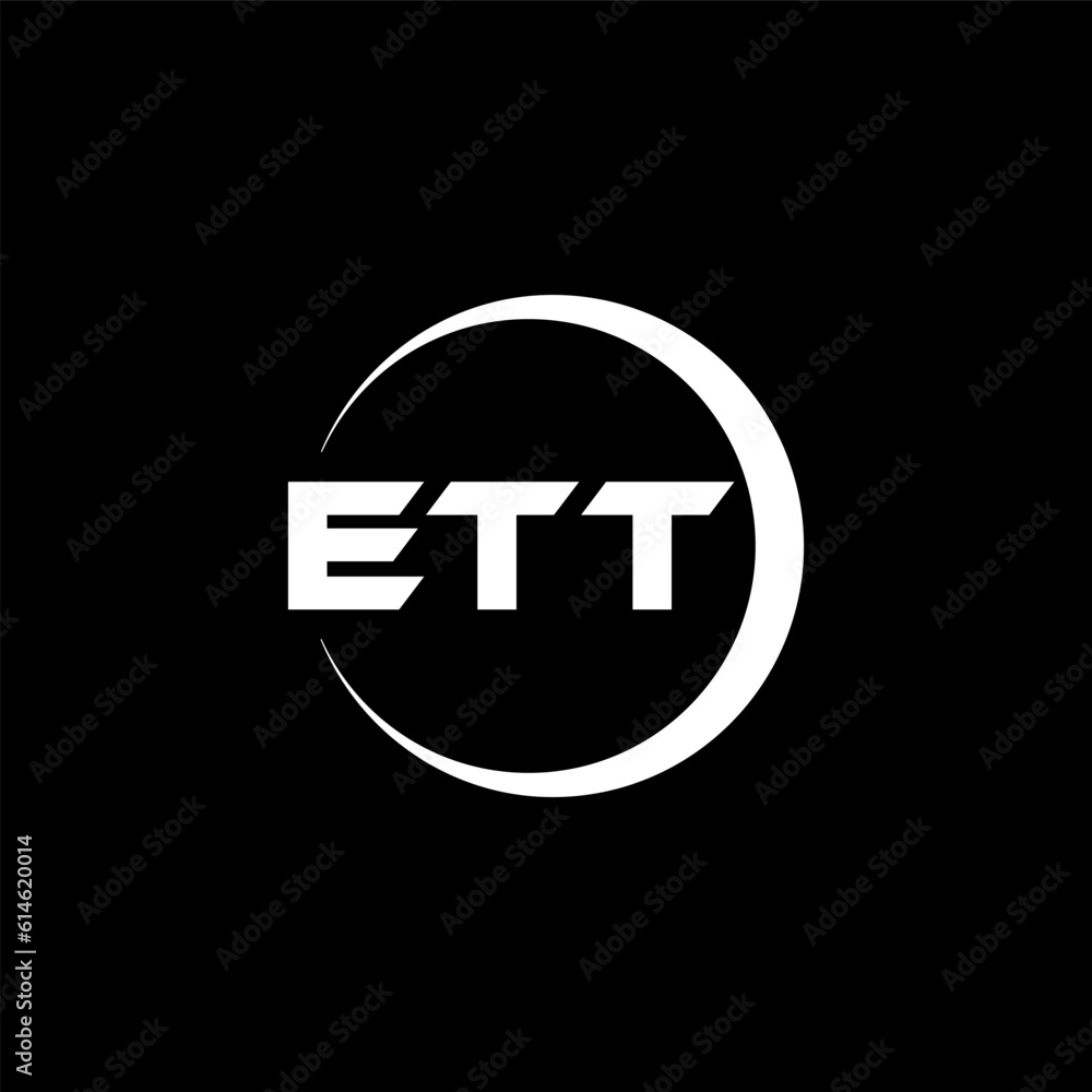 ETT letter logo design with black background in illustrator, cube logo ...