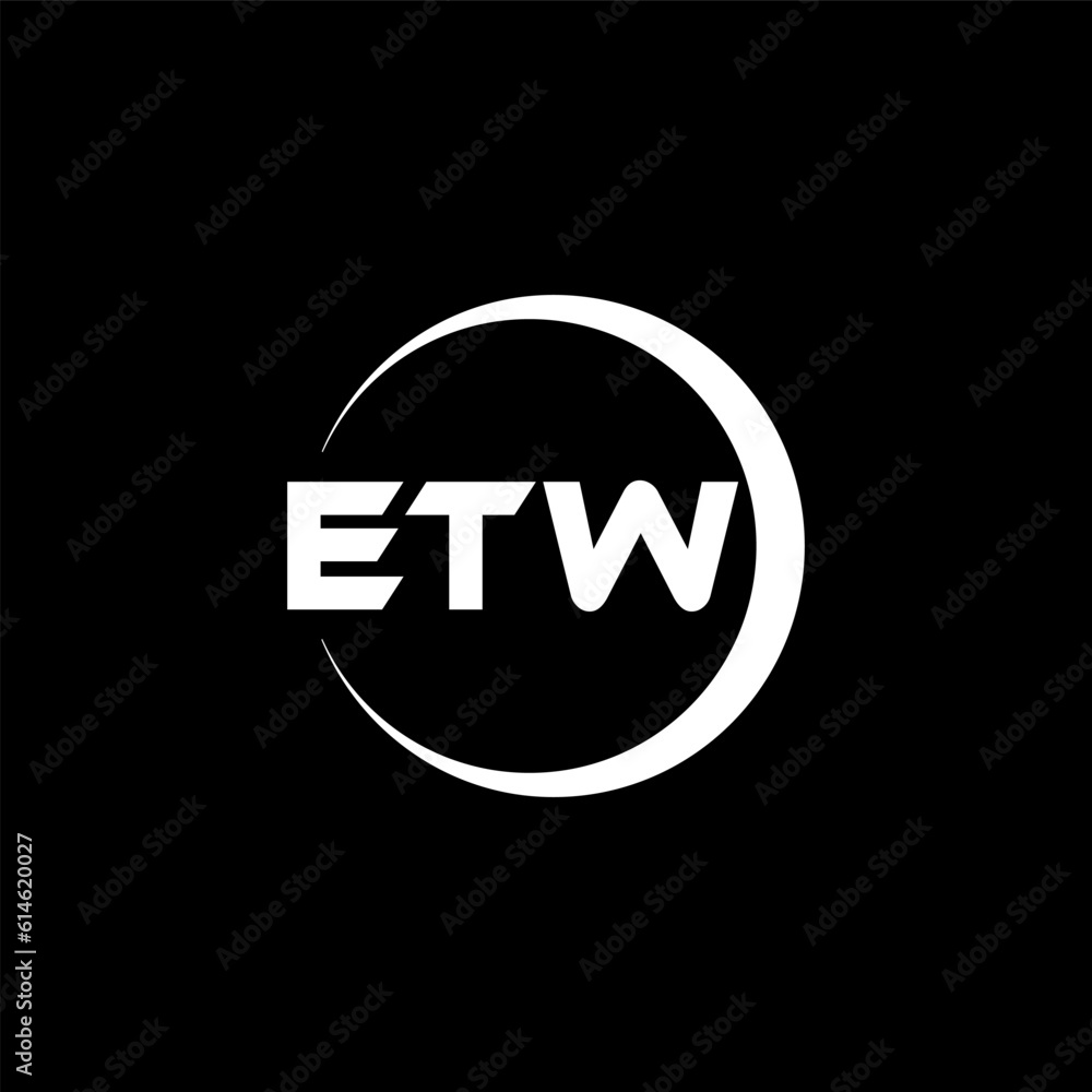 Vettoriale Stock ETW letter logo design with black background in ...