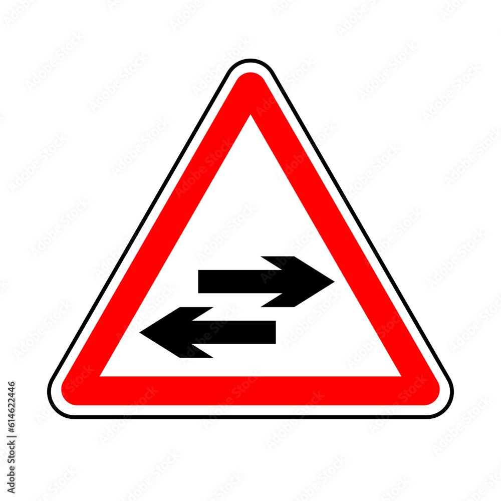 Two way traffic crossing sign, two way traffic crosses sign board, vector graphic of two way ...