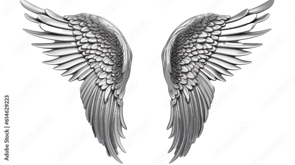 Metal wings isolated on transparent background. Generative AI. Stock ...
