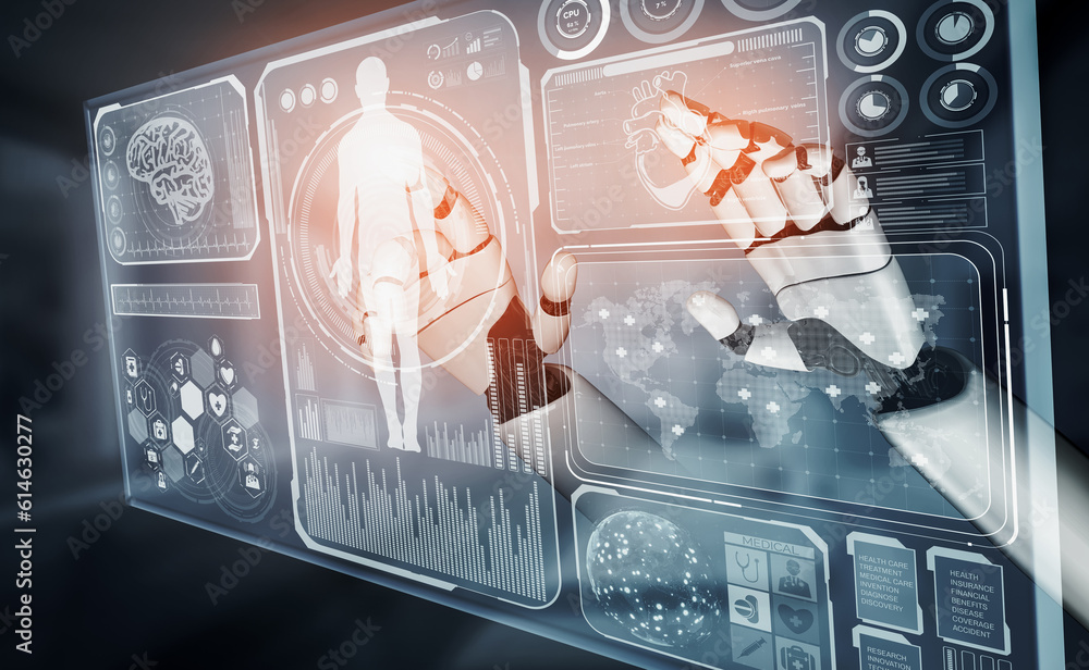 3D rendering medical artificial intelligence robot working in future ...