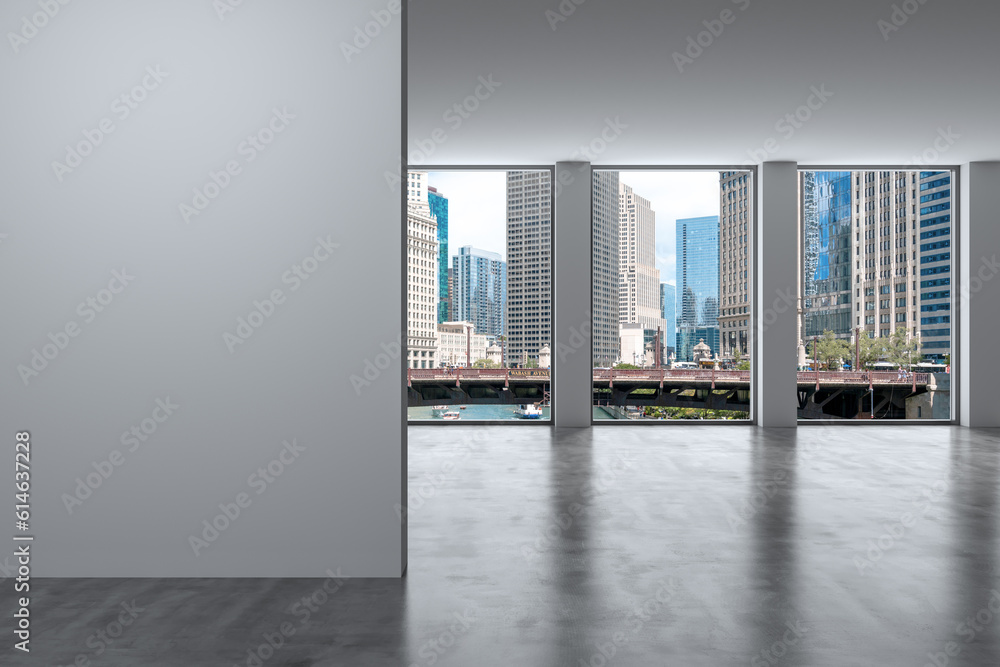 Downtown Chicago City Skyline Buildings Window background. Mockup empty ...
