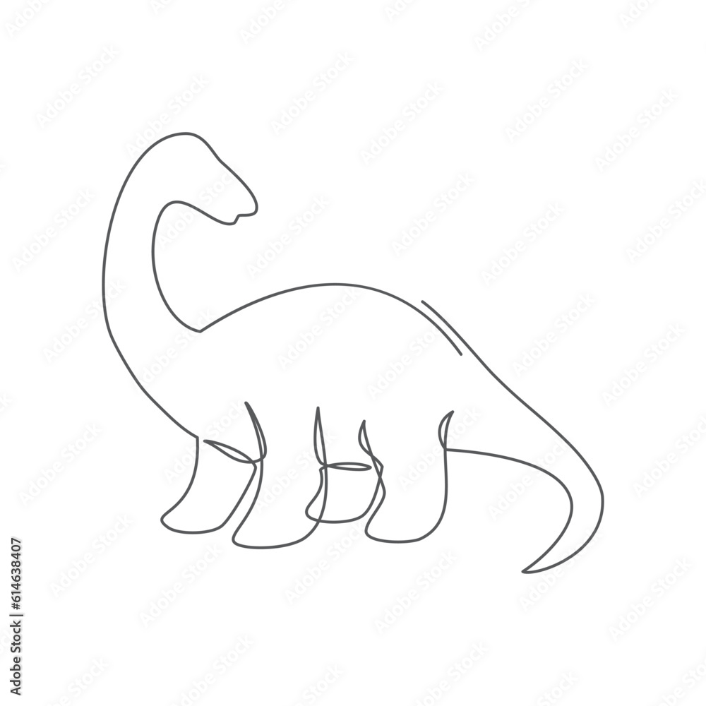Dinosaur One line drawing on white background Stock Vector | Adobe Stock