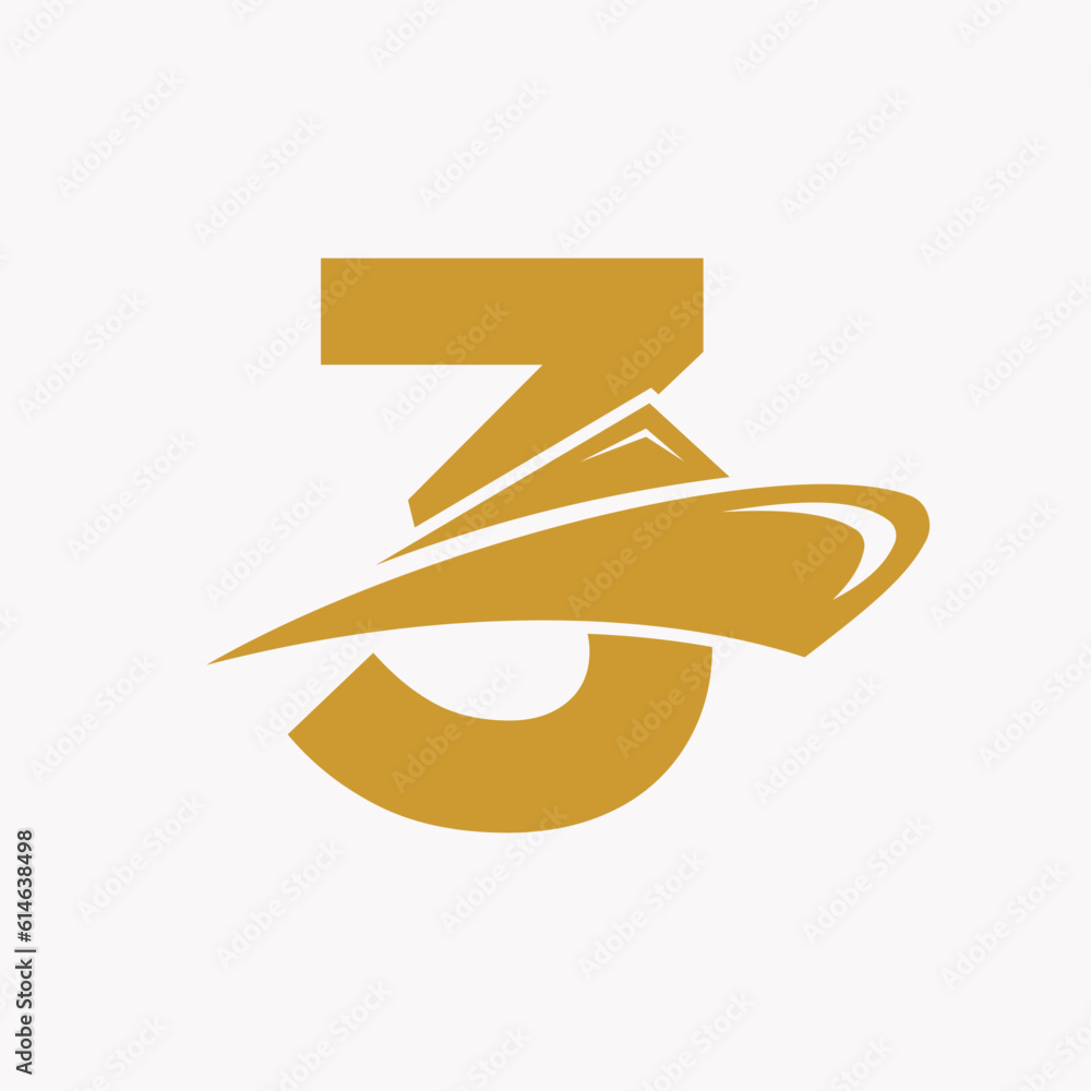Letter 3 Cruise Ship Logo Boat Icon. Yacht Symbol, Marine Logotype ...