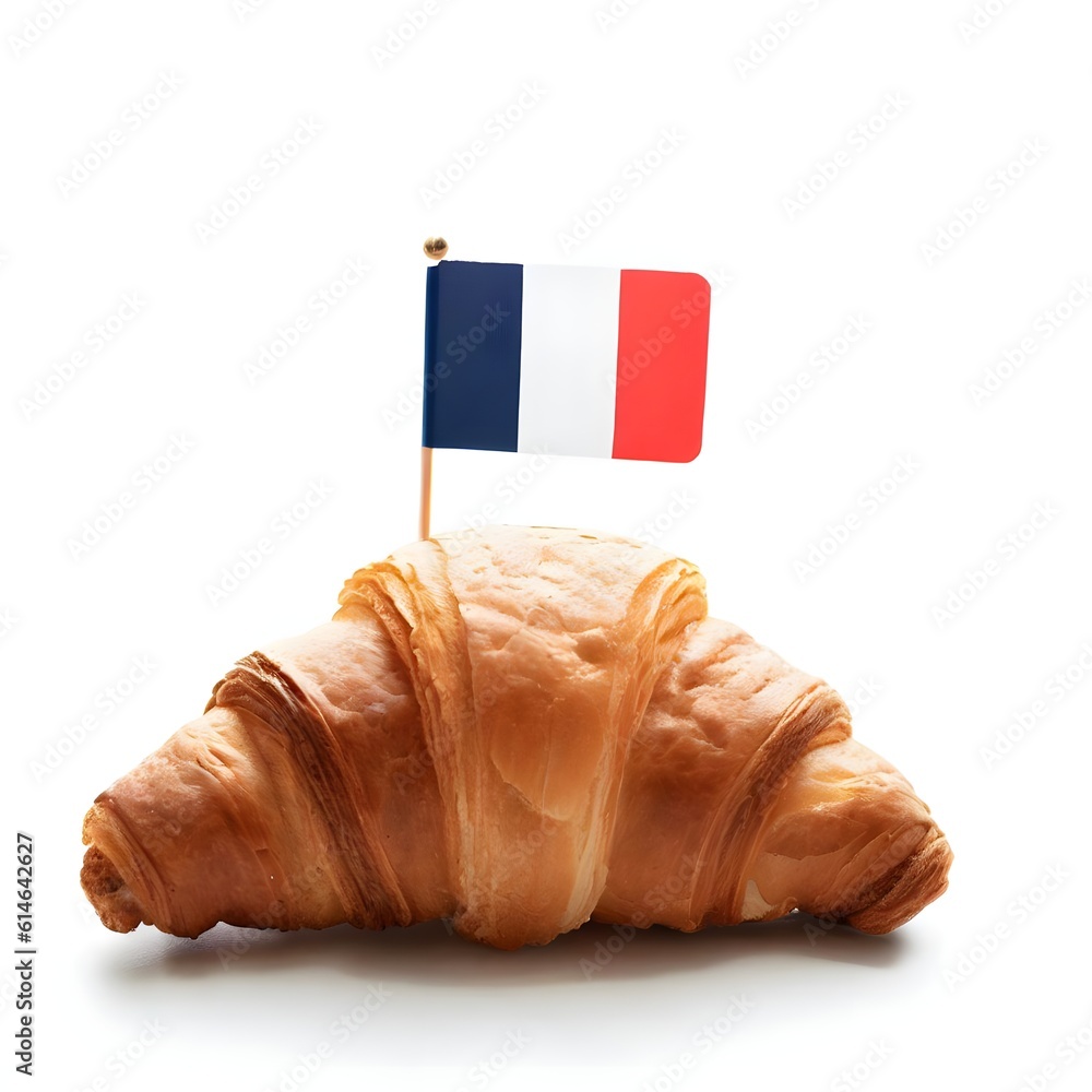 Isolated french croissant with a small french flag on top Stock ...