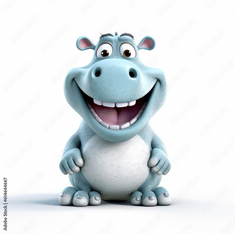 Cartoon hippo mascot smiley face on white background Stock Illustration ...