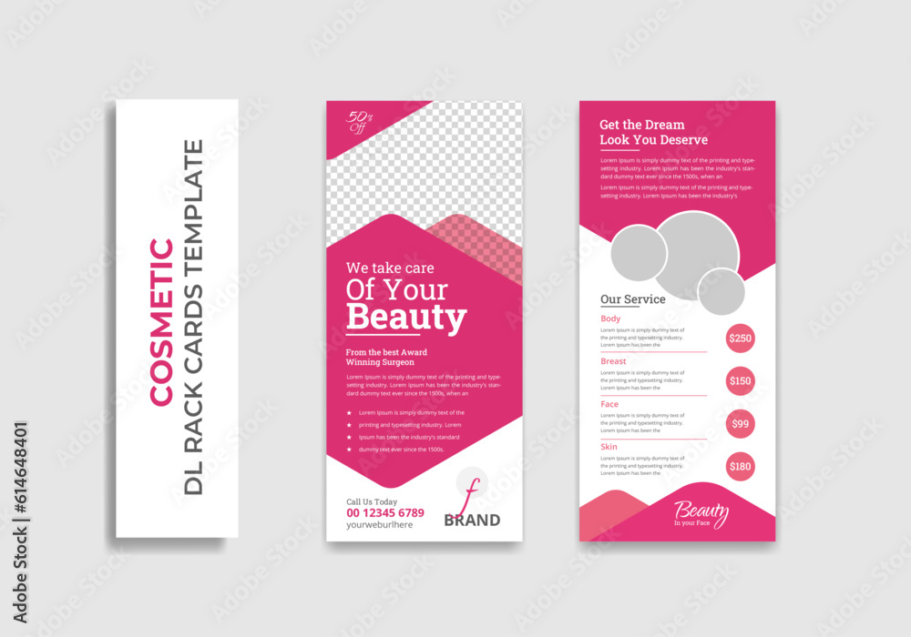 Spa beauty salon business dl Rack Card template design Stock Vector ...