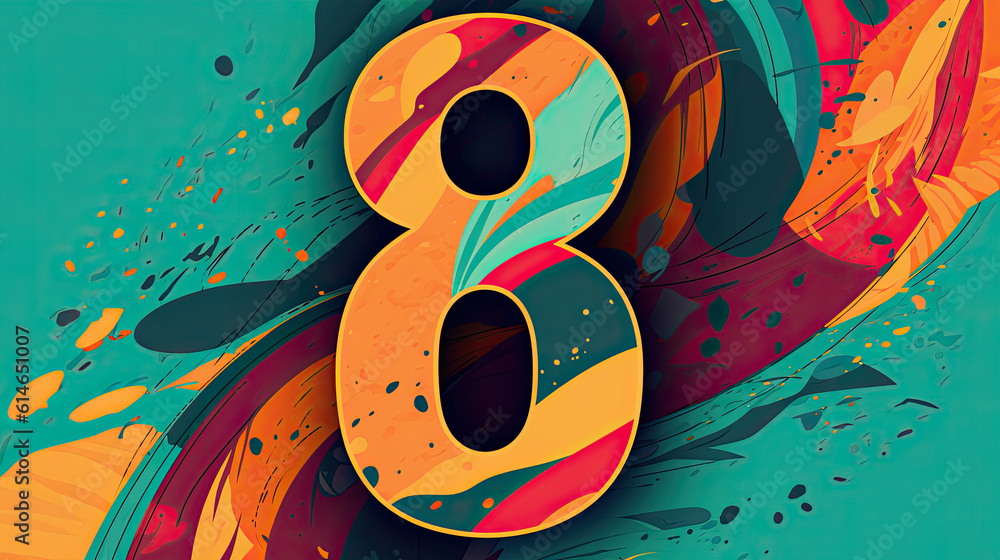 Artistic Number 8 Design for Social Media Posts and Marketing Materials ...