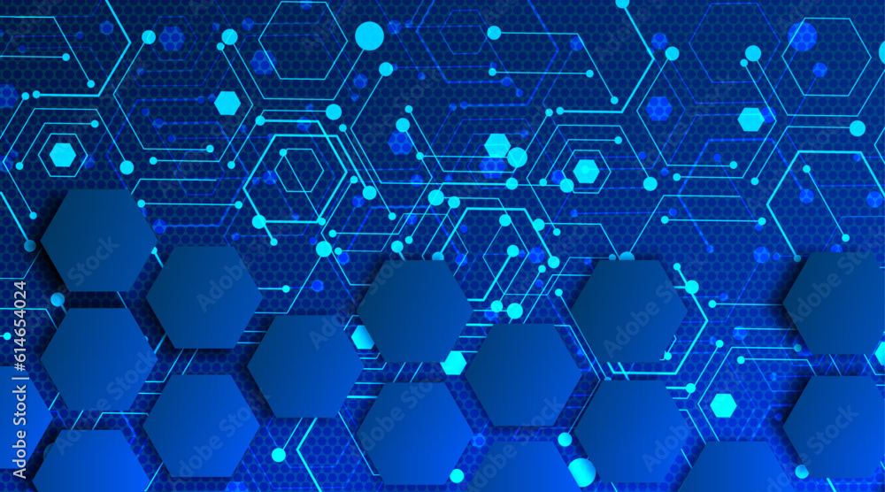 Abstract computer technology background with circuit board and hexagon tech.Vector illustration ...