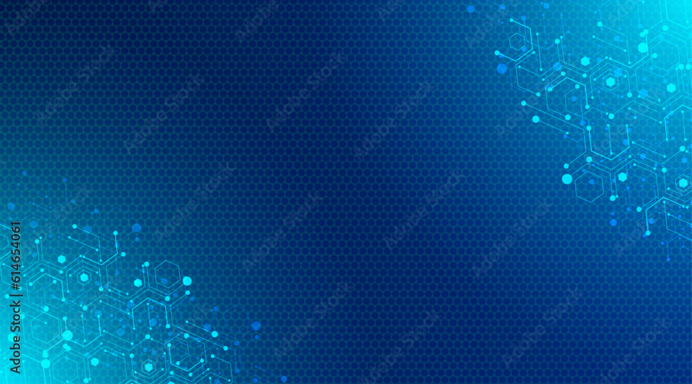 Abstract computer technology background with circuit board and hexagon ...