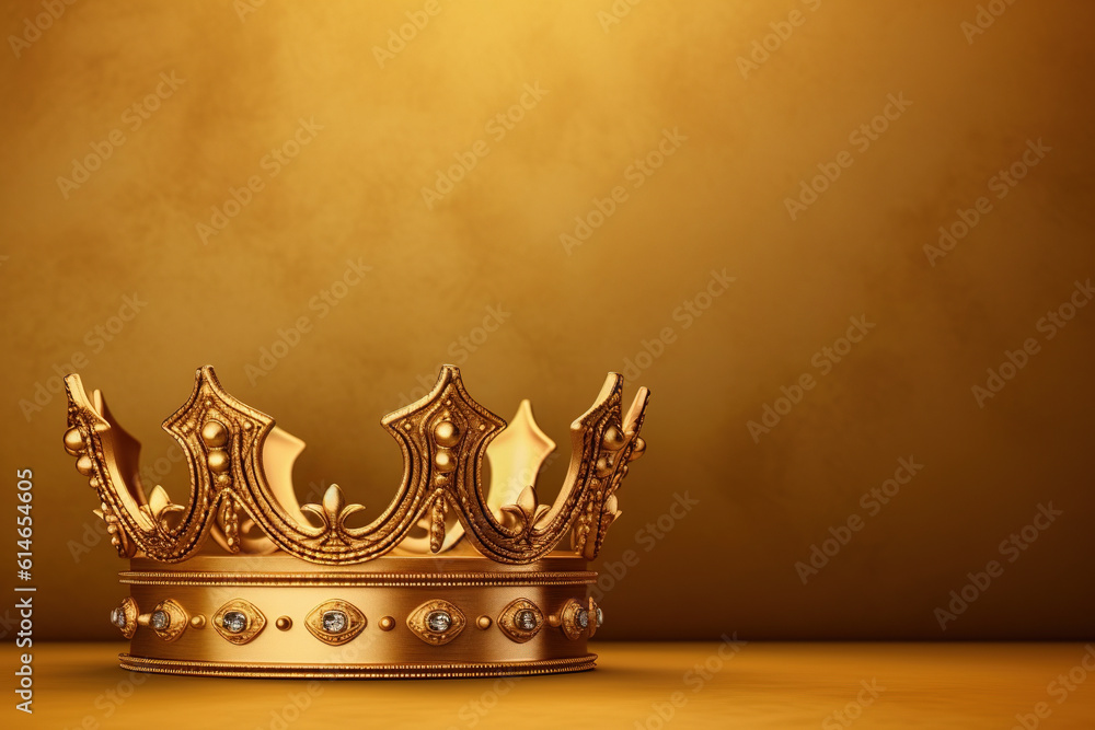 Royal gold king crown on golden background Stock Illustration | Adobe Stock
