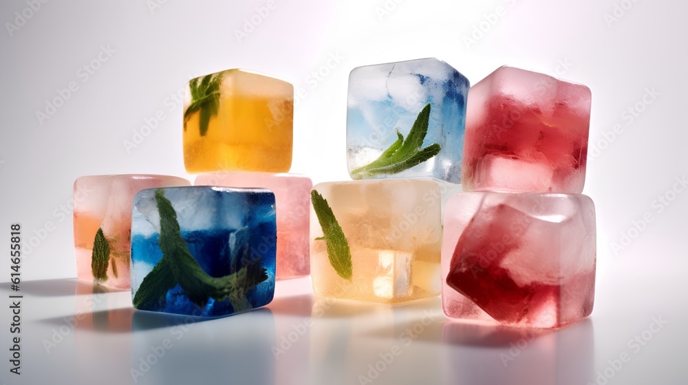 Fancy ice cubes. These creatively designed frozen water forms add a ...