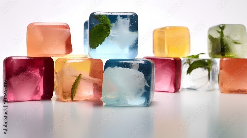 Fancy ice cubes. These creatively designed frozen water forms add a ...