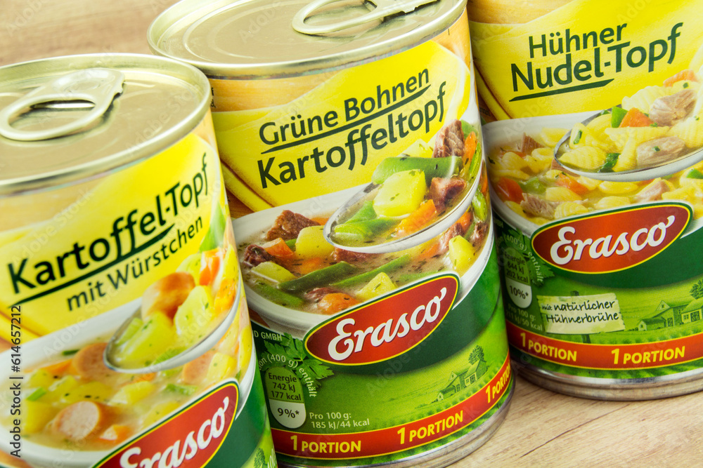 Erasco Dose mit Fertiggericht Tomaten Cremesuppe, Kartoffelsuppe, Grüne ...