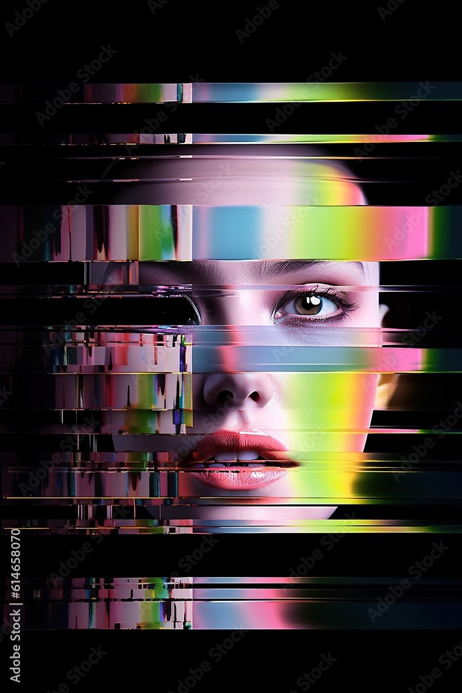 Glitched out human art - a colorful reboot of the woman's face | text ...