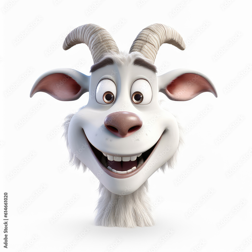 Cartoon goat mascot smiley face on white background Stock Illustration ...