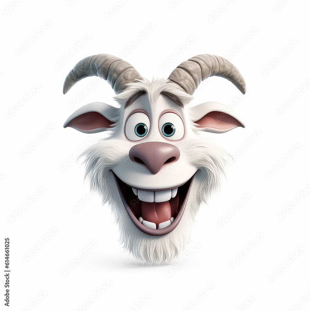 Cartoon goat mascot smiley face on white background Stock Illustration ...