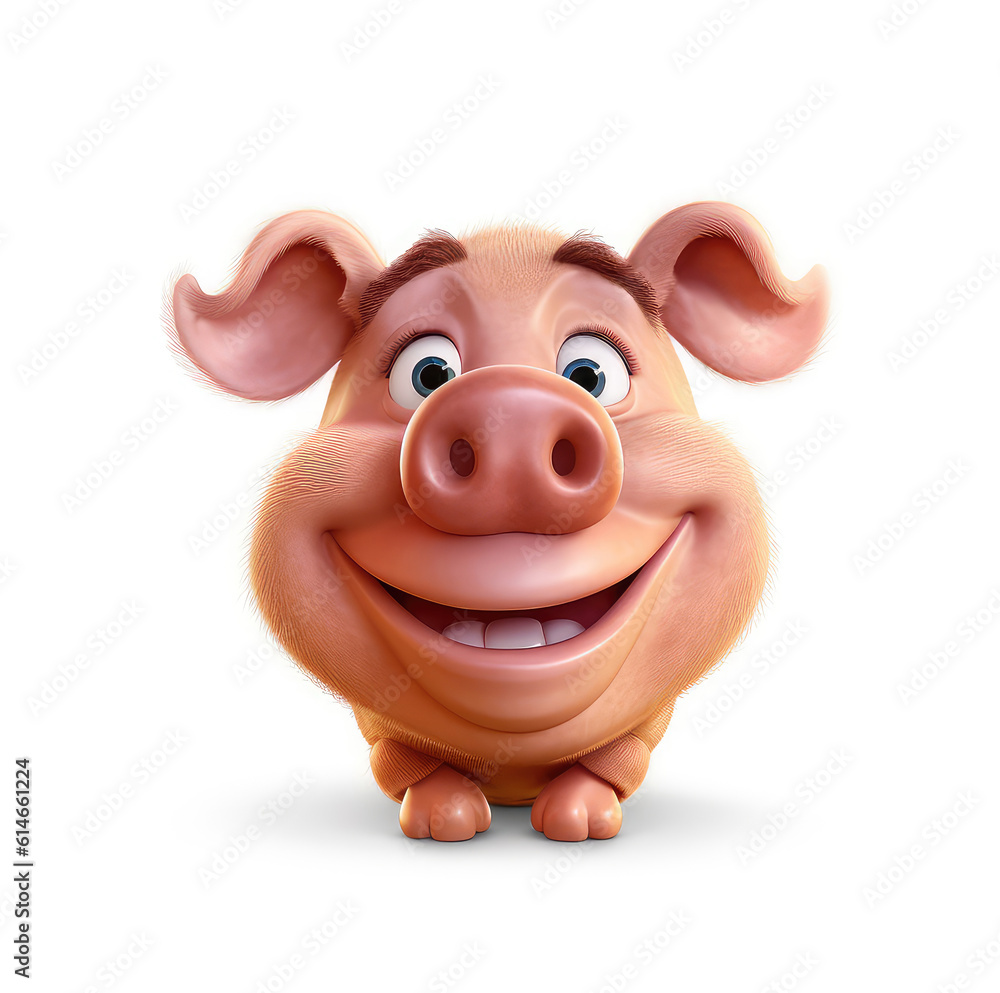 Cartoon pig mascot smiley face on white background Stock Illustration ...
