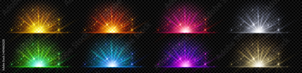 Color explode glow with light ray and shine vector effect. Magic burst ...