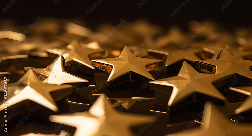 customers gold stars isolated on a golden background, in the style of ...