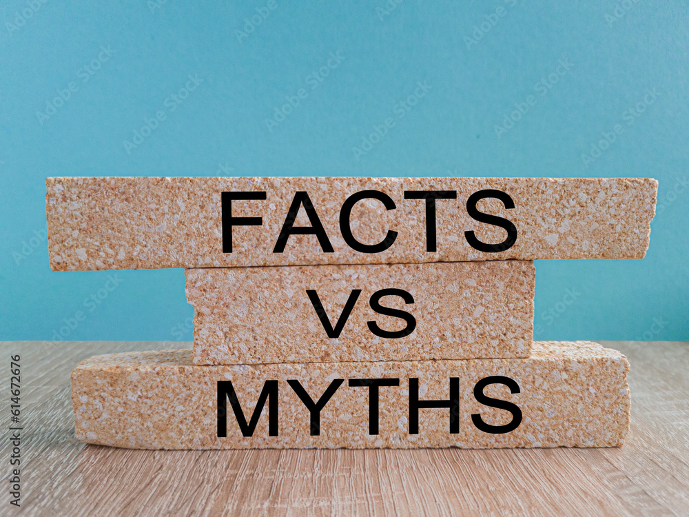 Facts vs myths symbol. Concept words Facts vs myths on brick blocks on ...