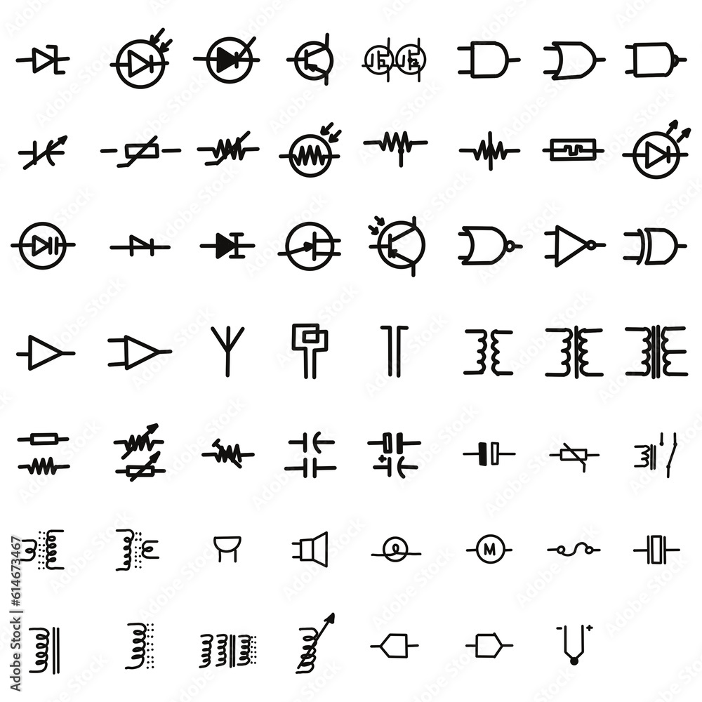 Electronic circuit symbols icon. Image basic circuit symbols Stock ...