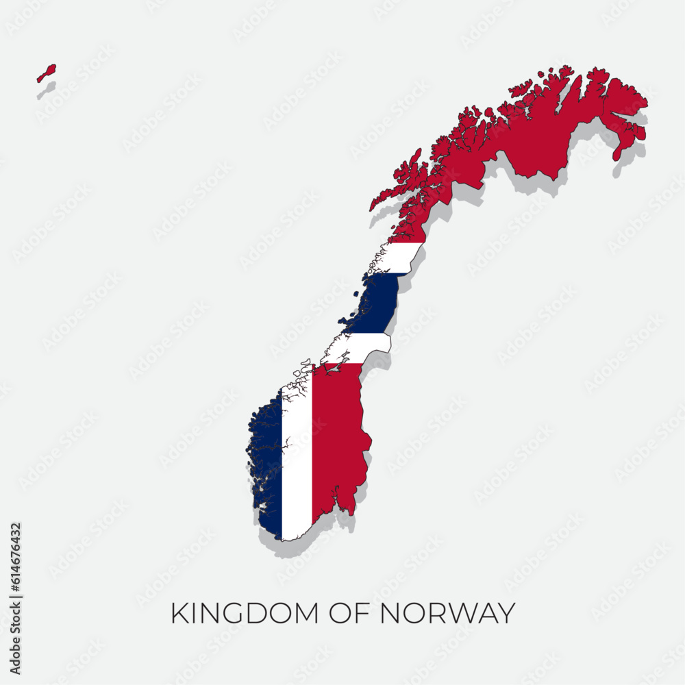 Norway map and flag. Detailed silhouette vector illustration Stock ...