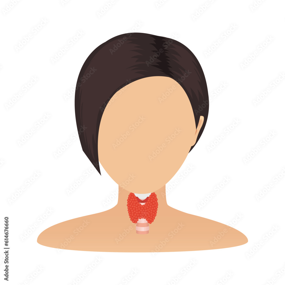 Thyroid gland organ on female silhouette medical infographics ...
