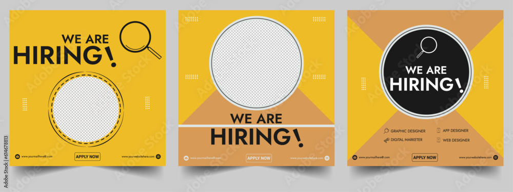 We are hiring for a job vacancy social minimalistic advertisement ...