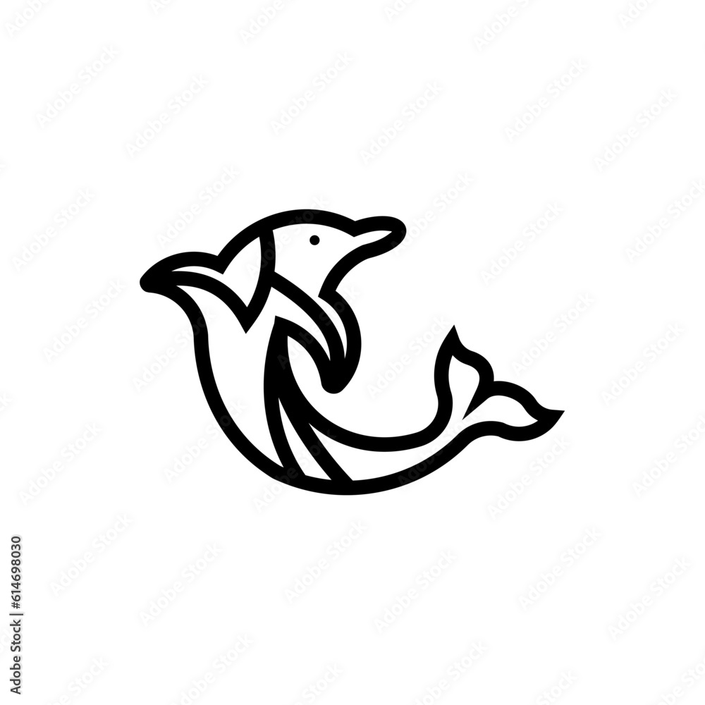 Dolphin logo design vector illustration Stock Vector | Adobe Stock